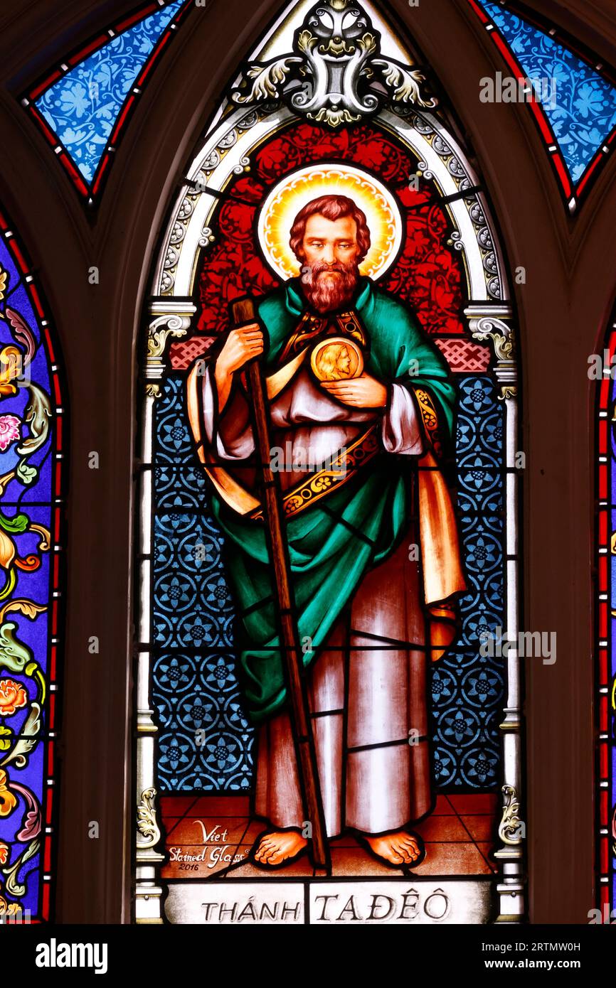 Thi Nghe catholic Church. Stained glass window. The Apostle Judas ...