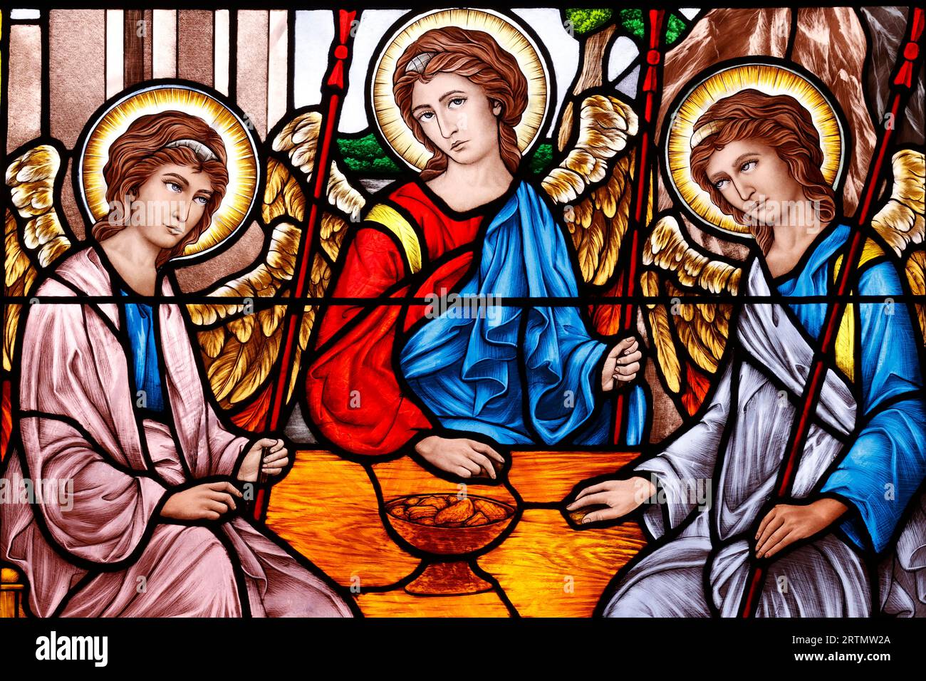 Saint Nicholas Cathedral Dalat. Stained glass window. Holy Trinity ...