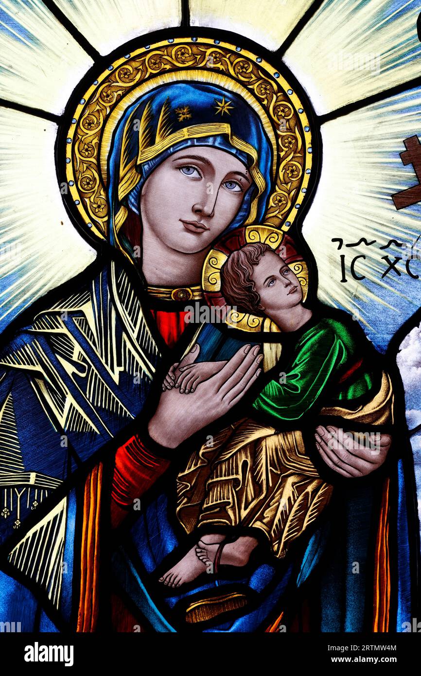 Song Vinh catholic church. Stained glass window. Lady of Perpetual Help ...