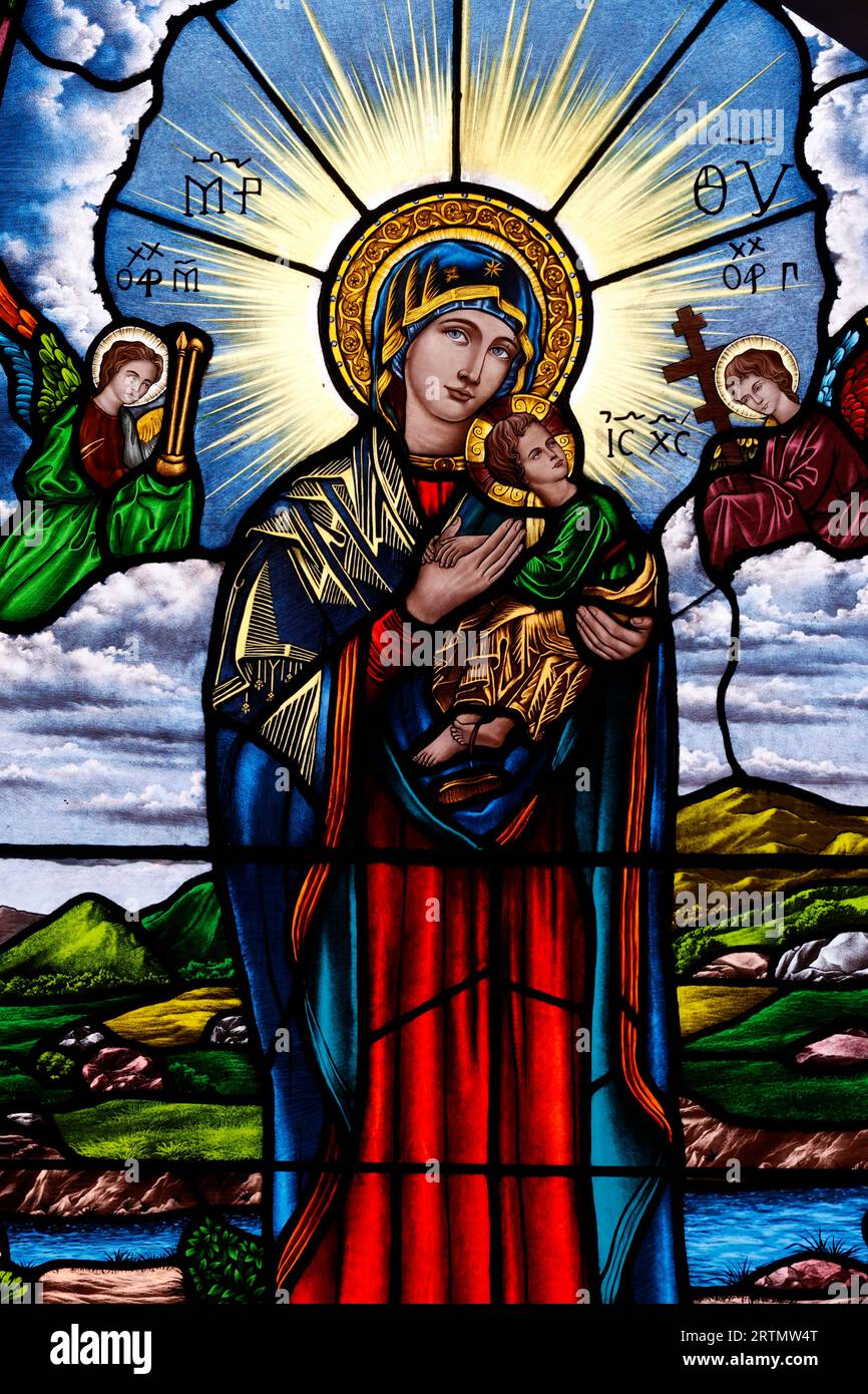 Song Vinh catholic church. Stained glass window. Lady of Perpetual Help ...