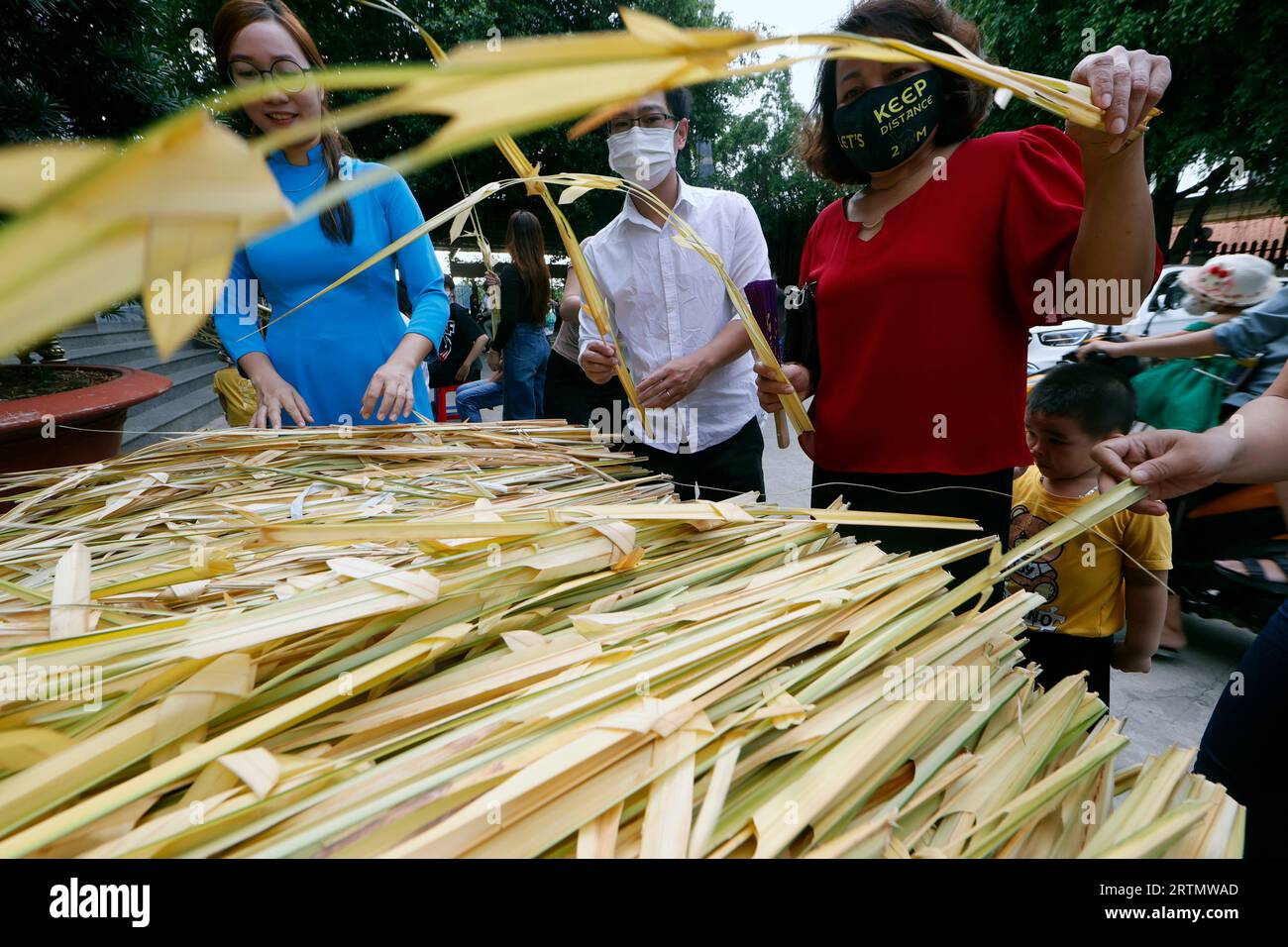 Fatima Church. Holy week. Palm sunday celebration in a catholic parish ...