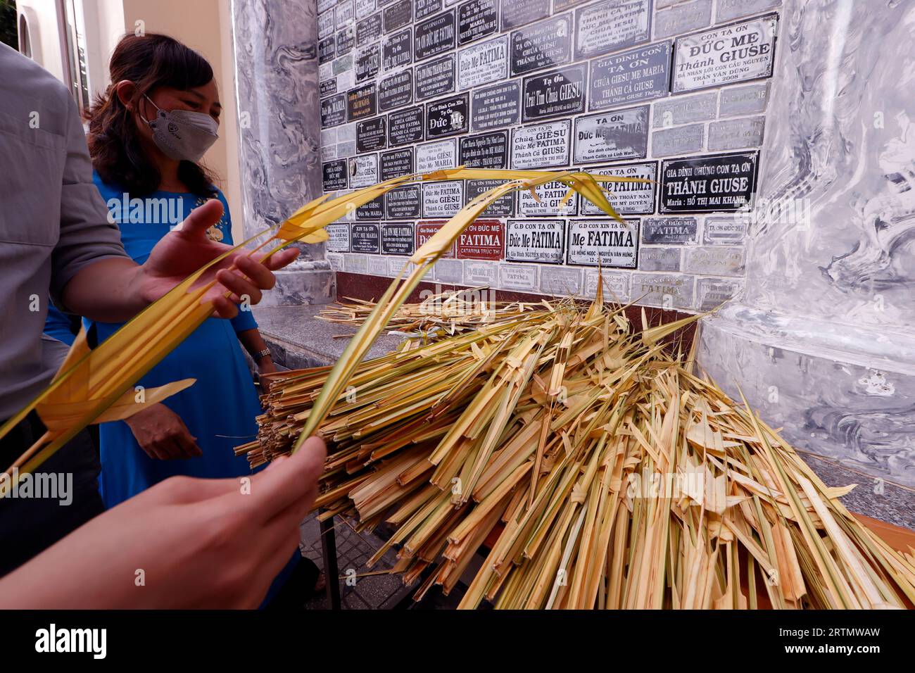 Fatima Church. Holy week. Palm sunday celebration in a catholic parish ...