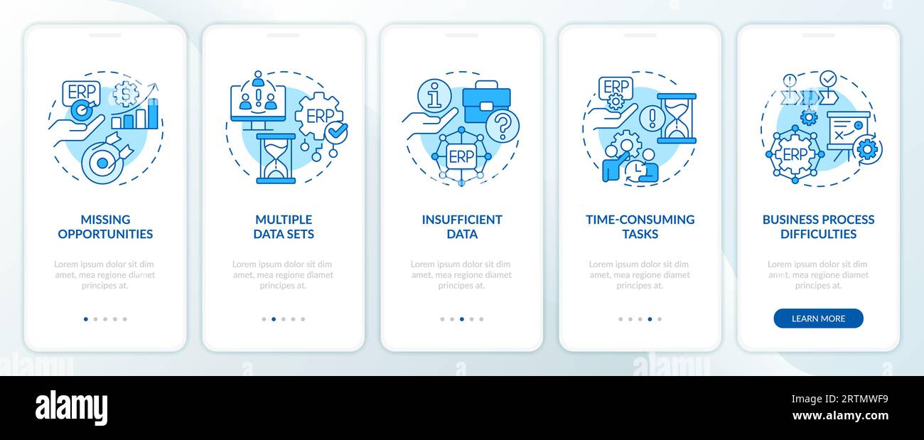 Walkthrough ERP with blue linear icons concept Stock Vector Image & Art ...