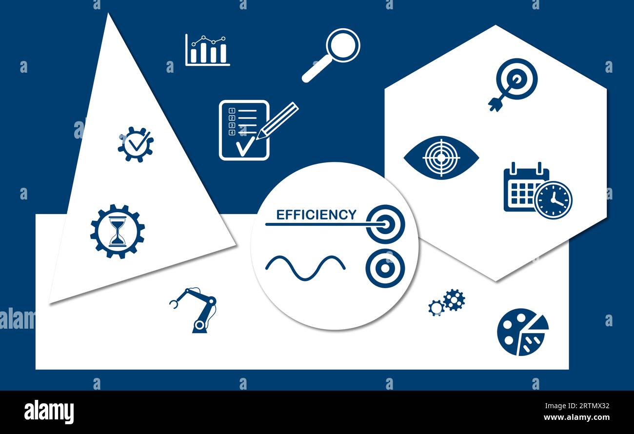 Concept of efficiency with icons on geometric shapes background Stock ...