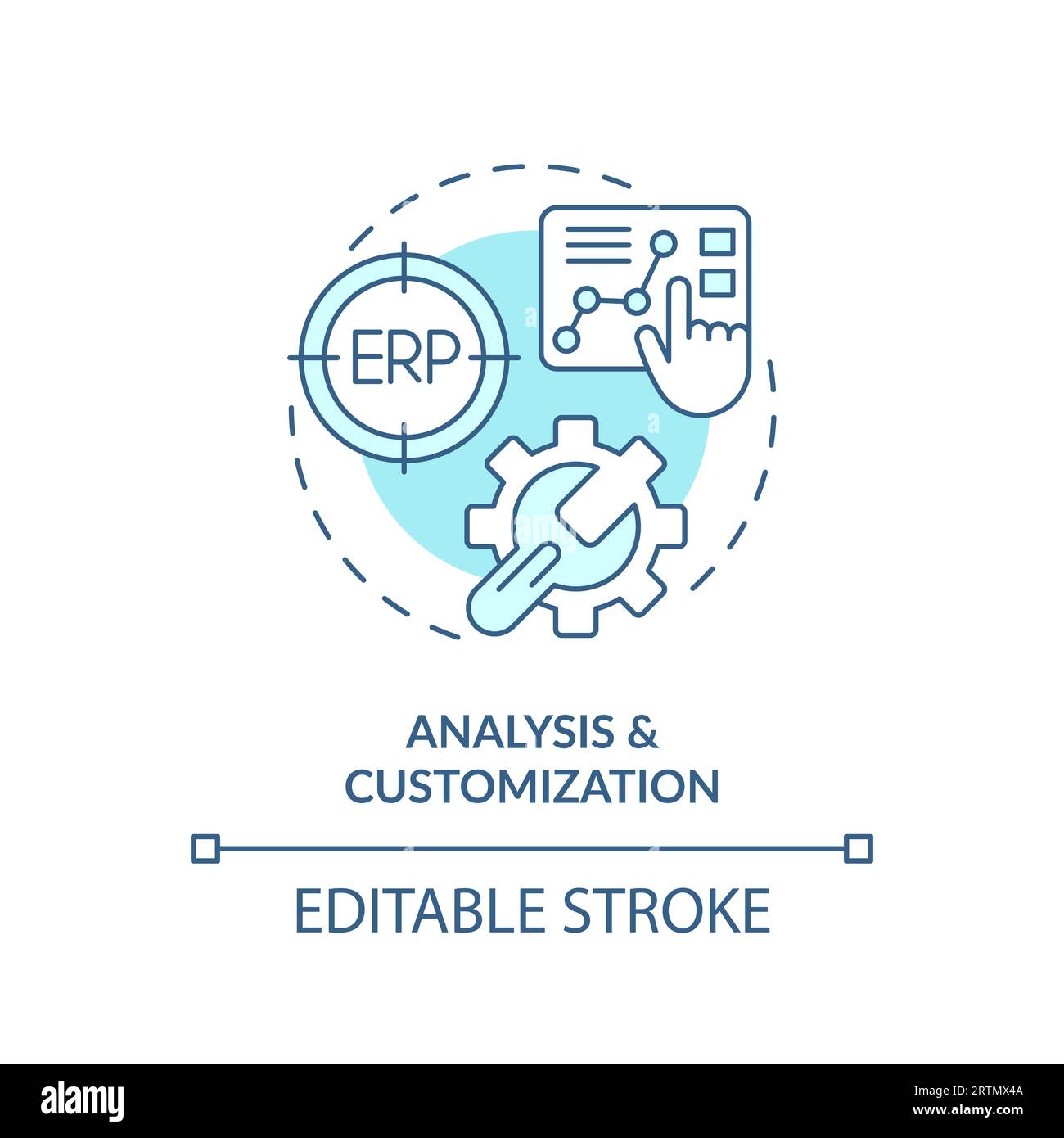 2d Analysis And Customization Blue Icon Concept Stock Vector Image
