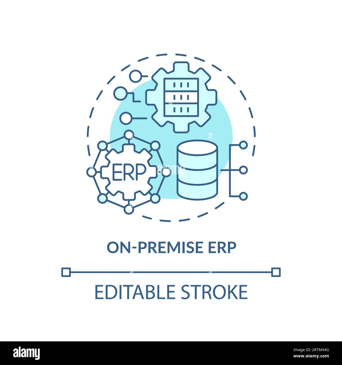 2D customizable on-premise ERP blue icon concept Stock Vector Image ...