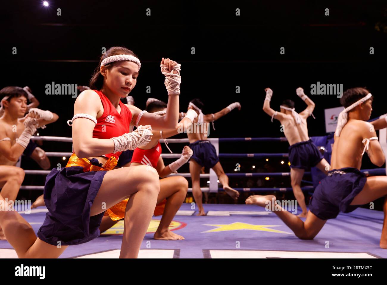 Females Muay Thai boxer. Thai boxing ring. Ho Chi Minh city. Vietnam ...