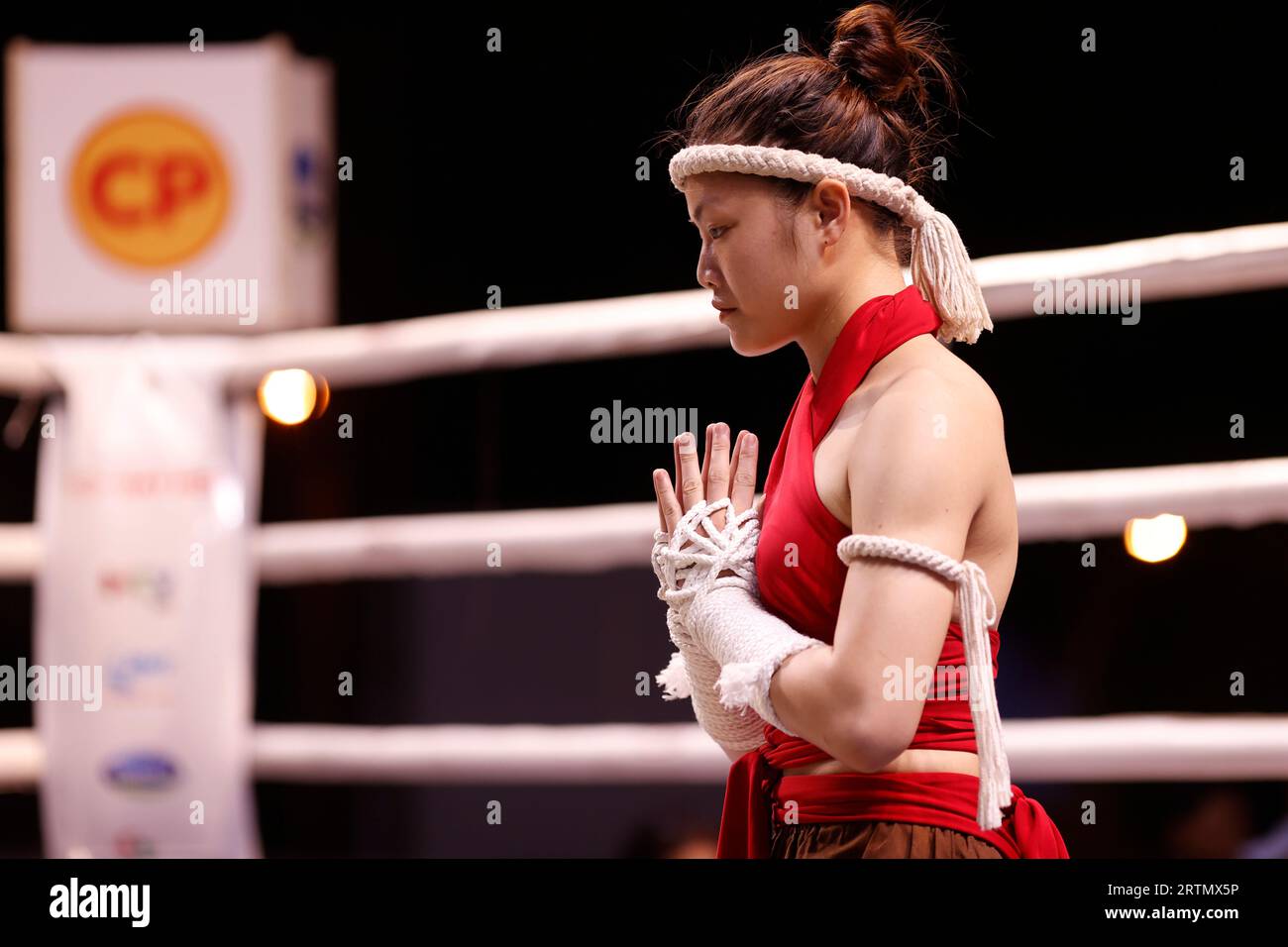 Female Muay Thai boxer. Portrait. Ho Chi Minh city. Vietnam Stock Photo ...