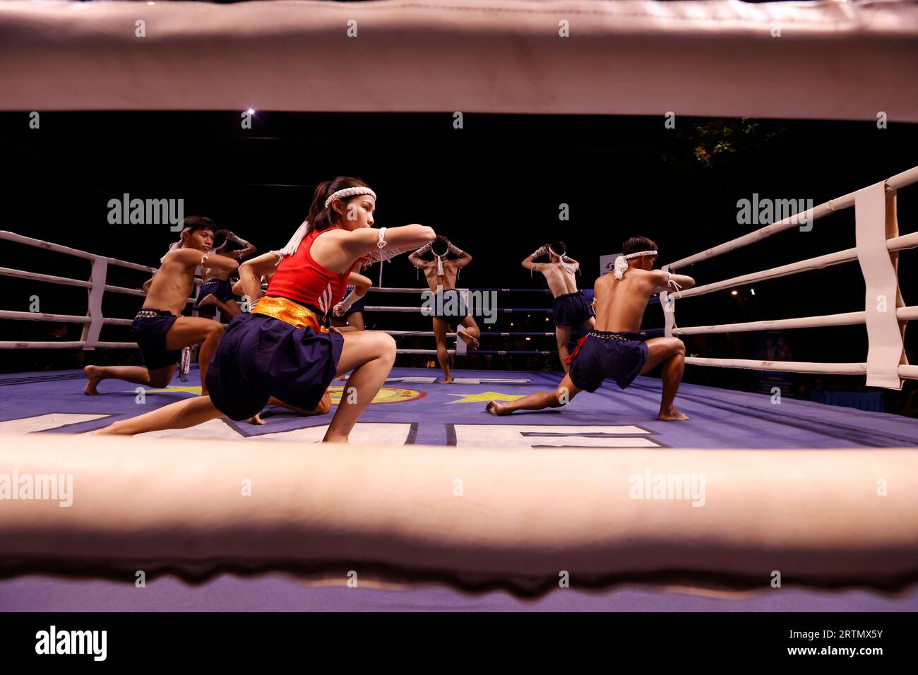 Females Muay Thai boxer. Thai boxing ring. Ho Chi Minh city. Vietnam ...