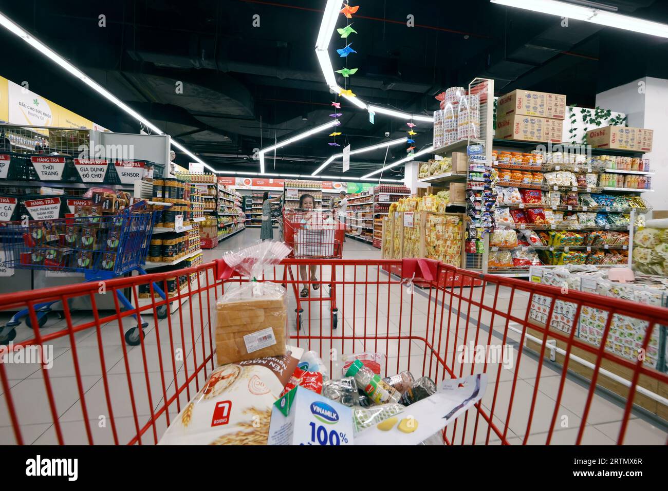 Full filled cart in a supermarket. Shooping. Vung Tau. Vietnam Stock ...