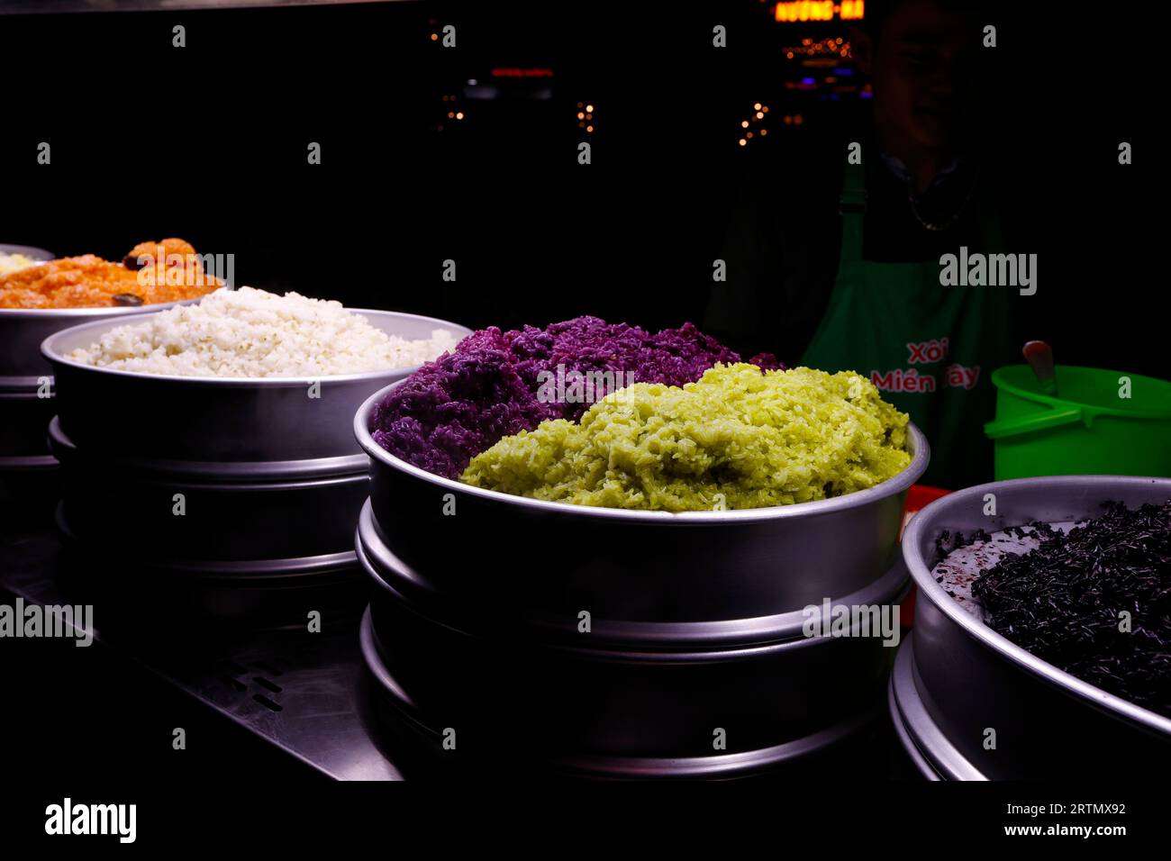 Colorful sticky rice in vietnamese night market. Dalat. Vietnam Stock ...