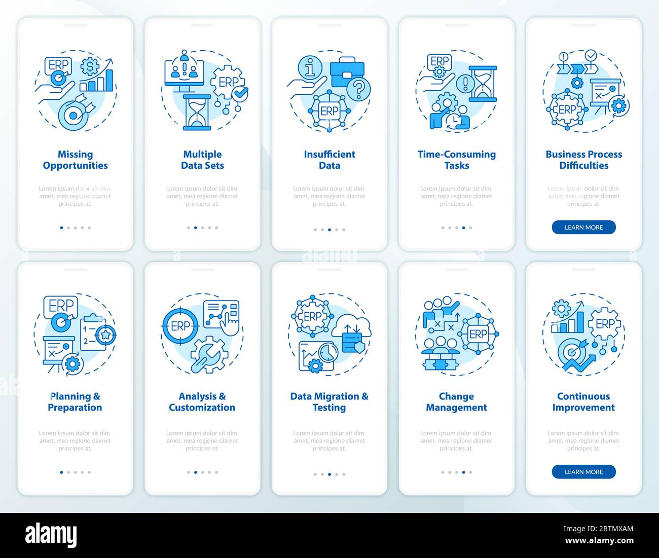 Walkthrough ERP with blue line icons concept Stock Vector Image & Art ...