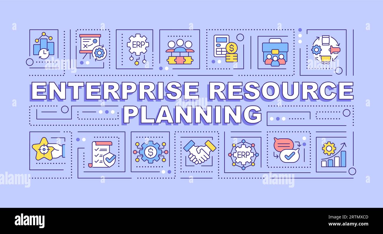 Enterprise resource planning text with linear icons Stock Vector Image ...