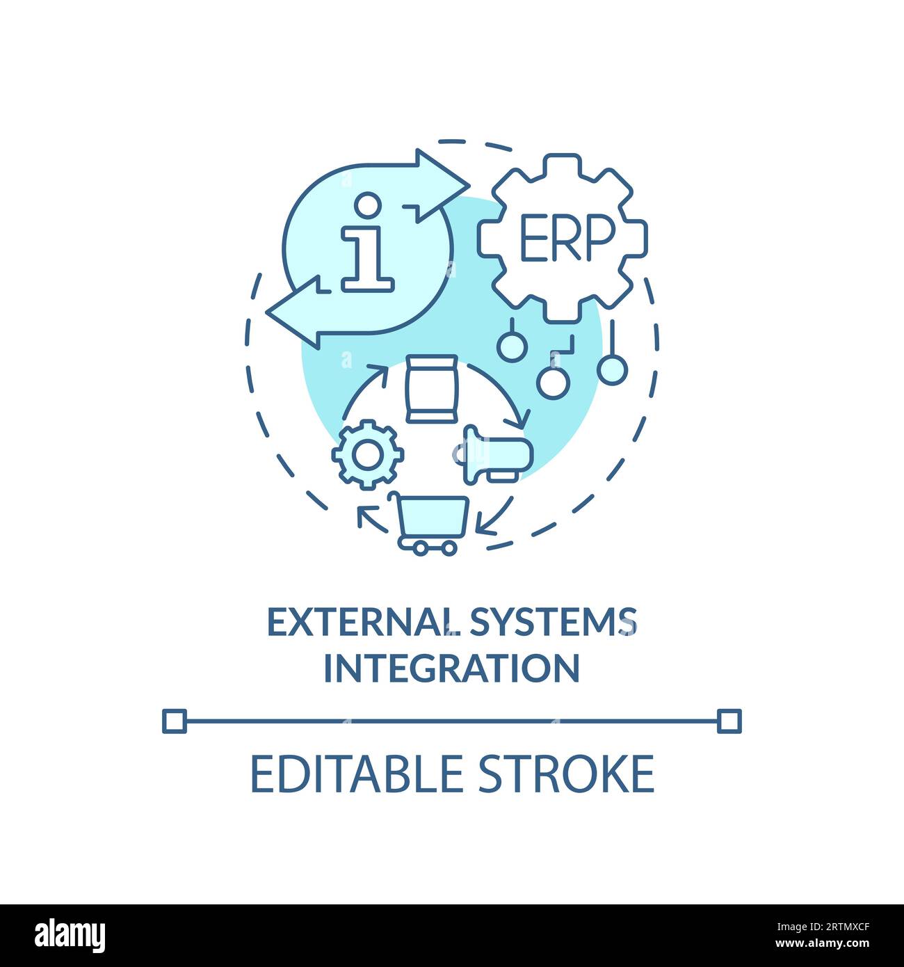 2D external systems integration blue icon concept Stock Vector Image ...