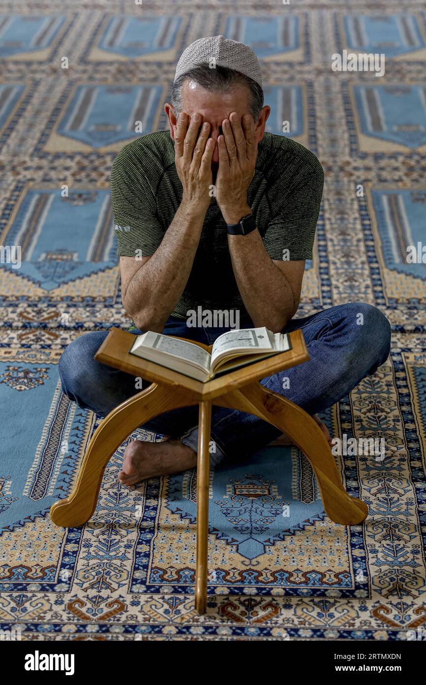 Muslim praying in Osman-pacha Resulbegovic mosque, Trebinje, Bosnia ...