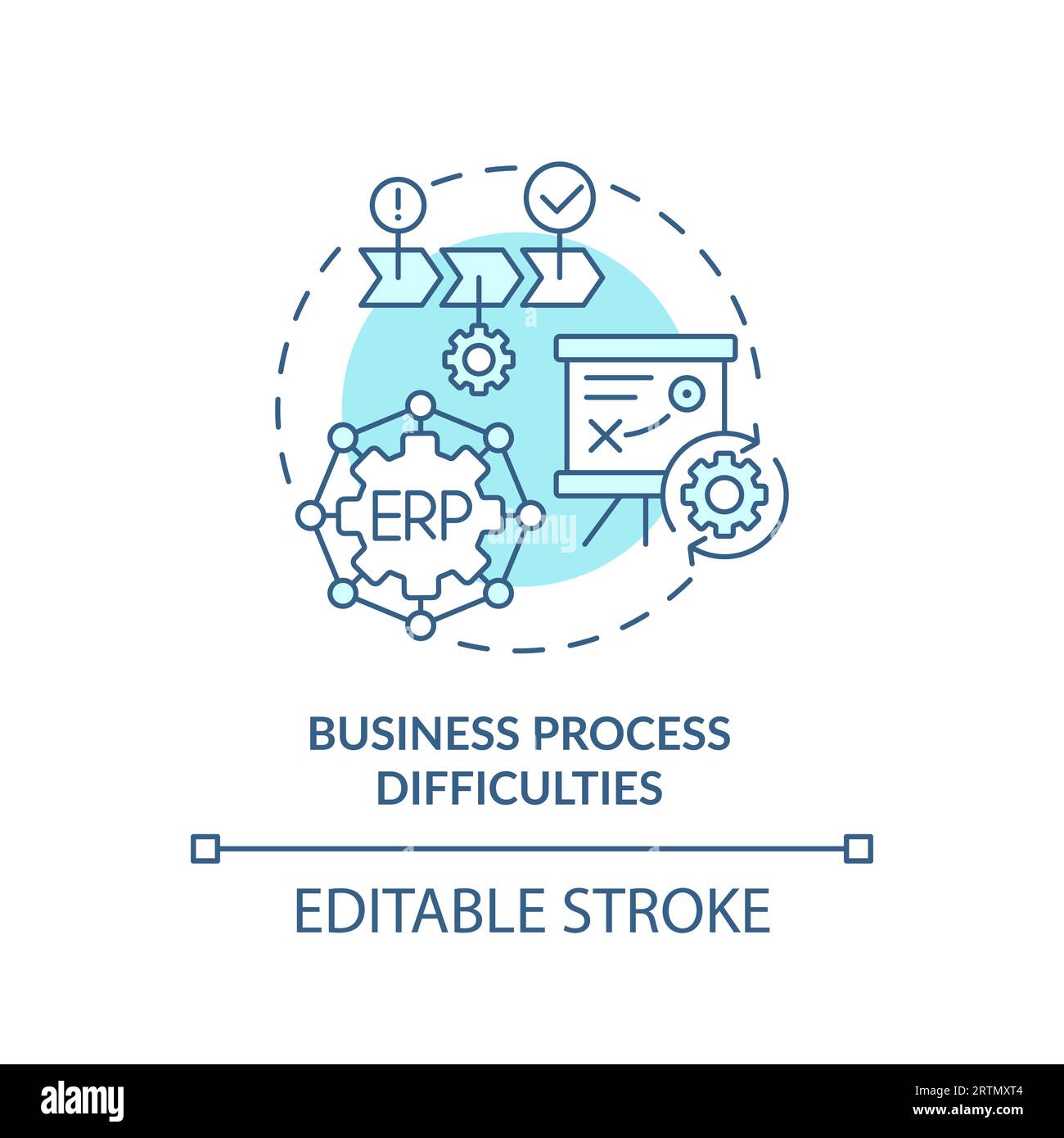 2D business process difficulties blue icon concept Stock Vector Image ...