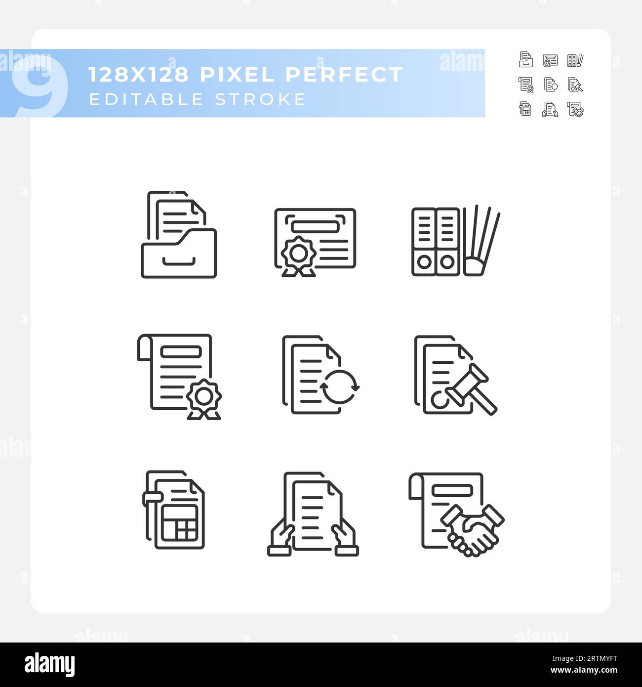 Set of editable pixel perfect black document icons Stock Vector Image & Art - Alamy