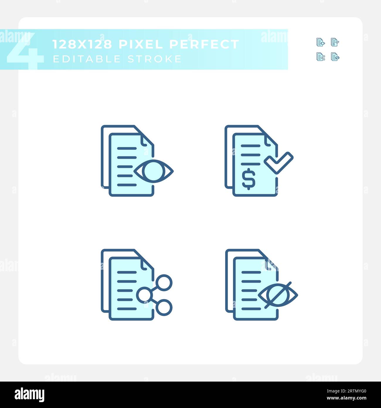 Pixel perfect blue document line icons set Stock Vector Image & Art - Alamy