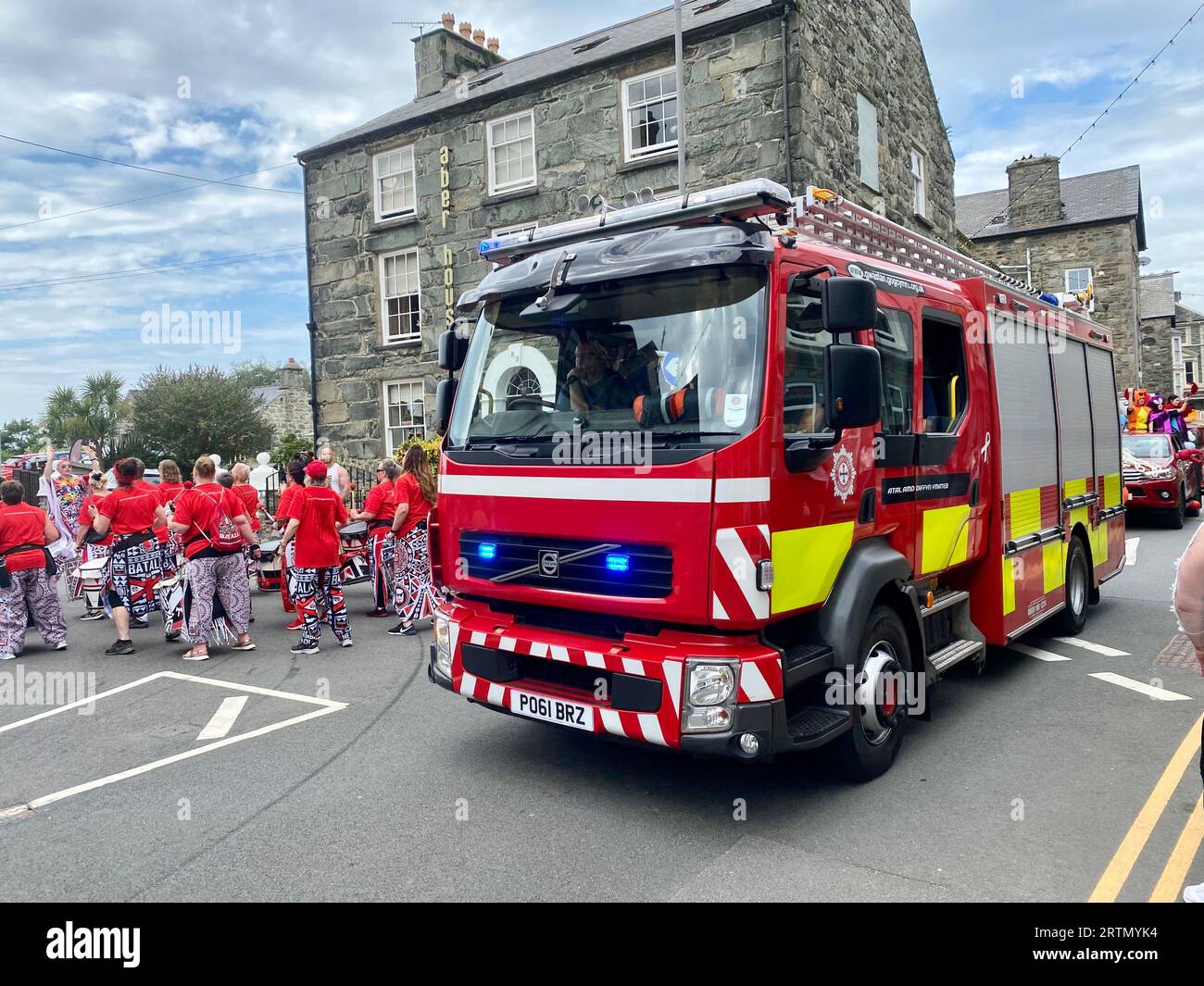 Fire Engine taking part in Barmouth Fest Festival. Barmouth, Wales, UK ...