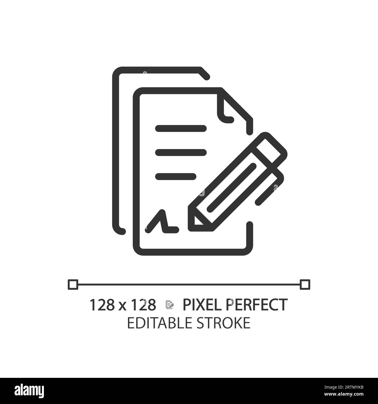 2d Customizable Contract Thin Linear Black Icon Stock Vector Image