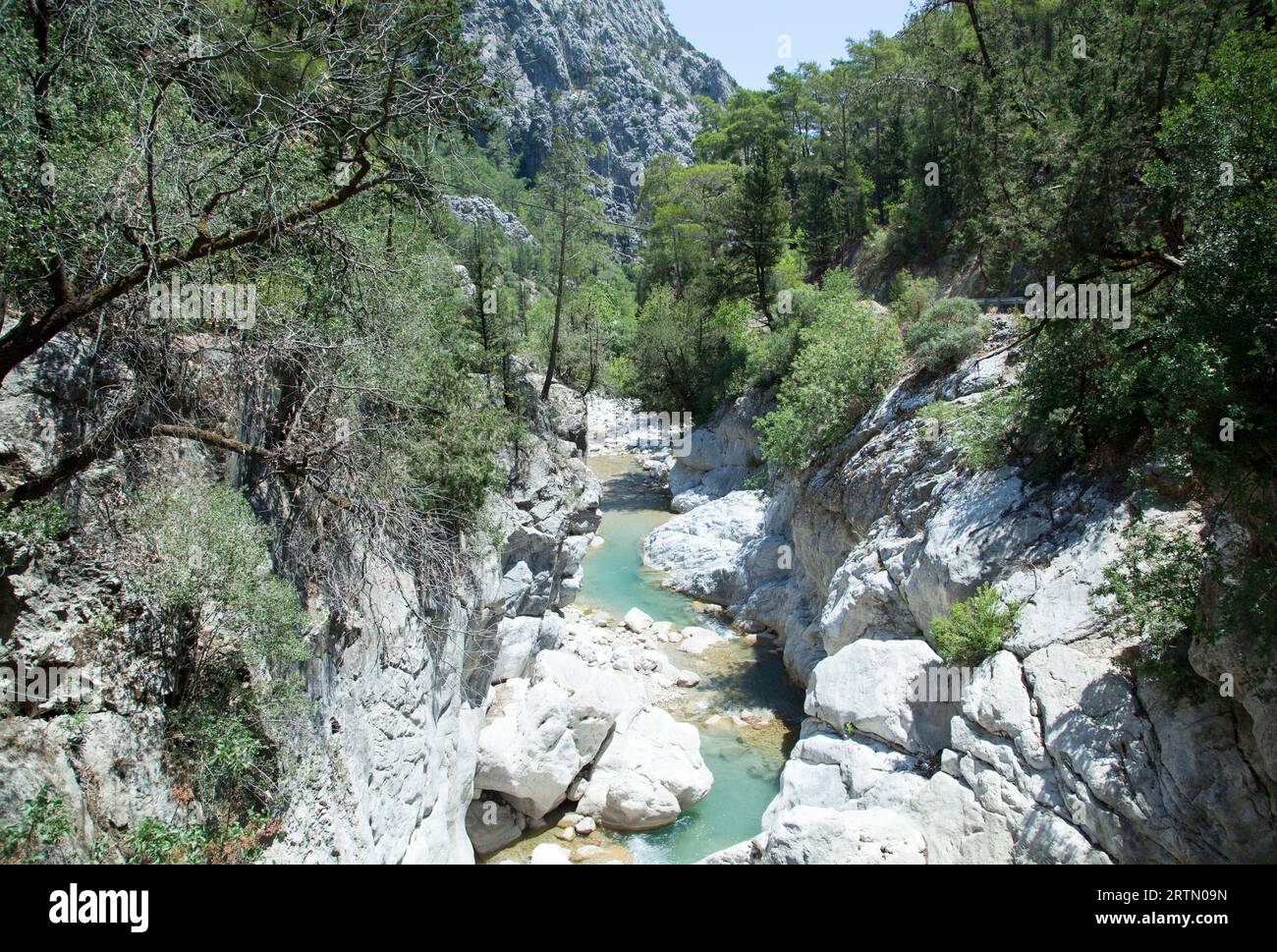 The scenic view of a shallow water stream in Kesme Bogazi Canyon park ...