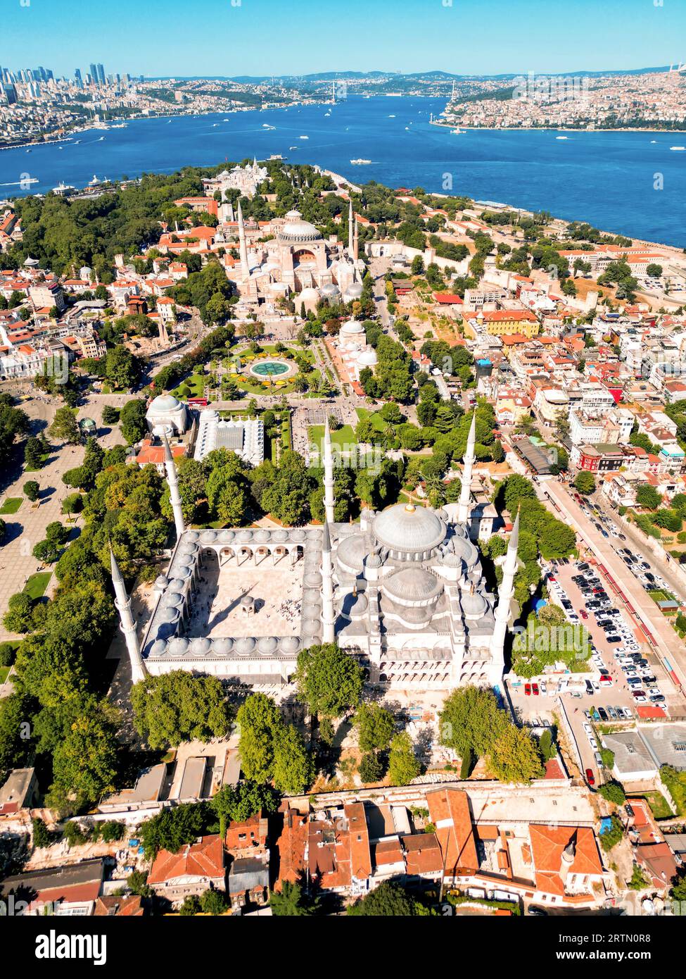 Aerial drone view of Istanbul, Turkey. Sultanahmet district with Blue ...