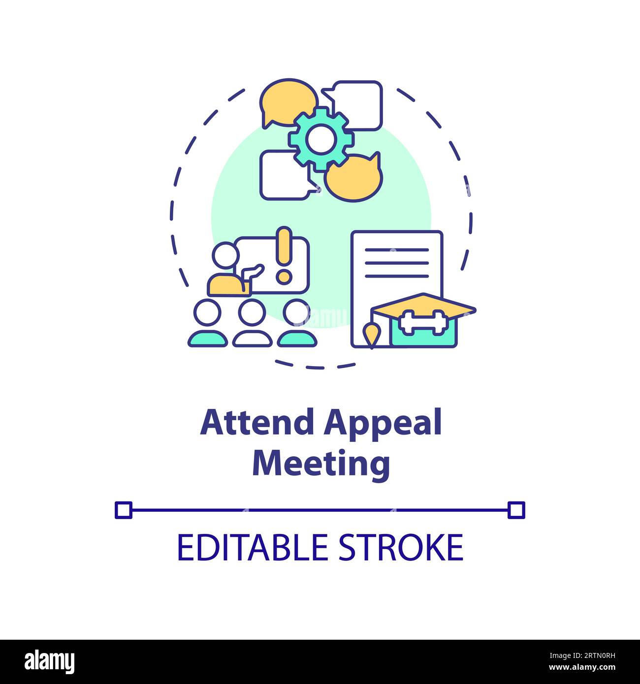 2D customizable attend appeal meeting line icon concept Stock Vector ...