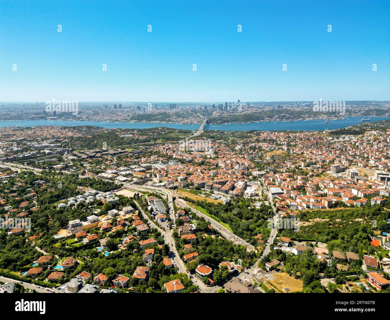 Aerial drone view of Istanbul, Turkey. Residential district with ...