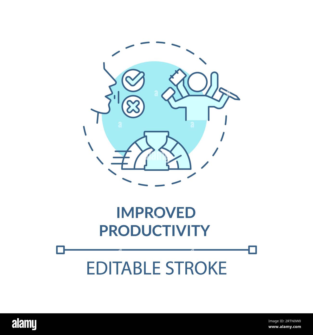 2D improved productivity thin line blue icon concept Stock Vector Image ...