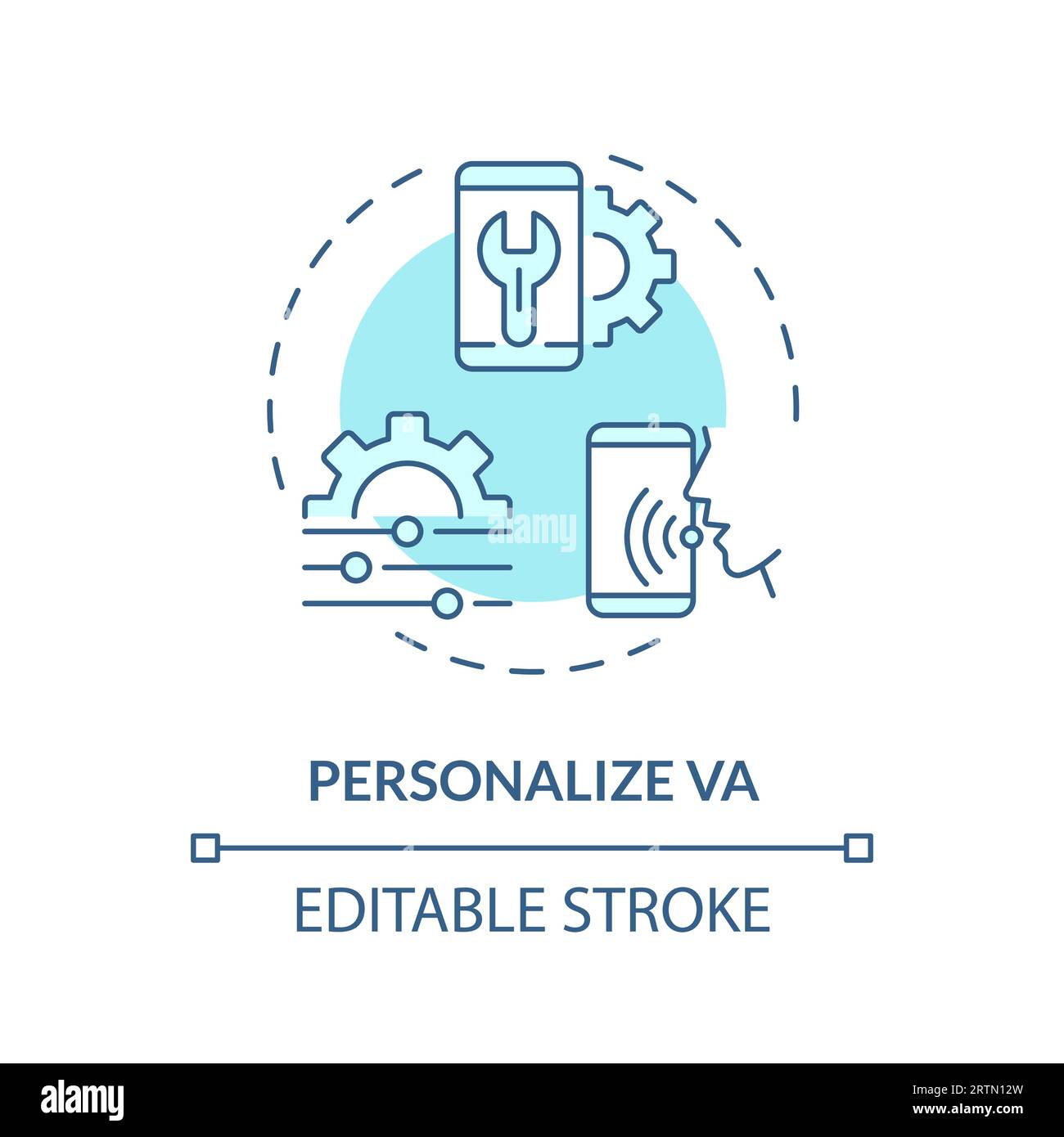 2D personalize VA thin line blue icon concept Stock Vector Image & Art ...