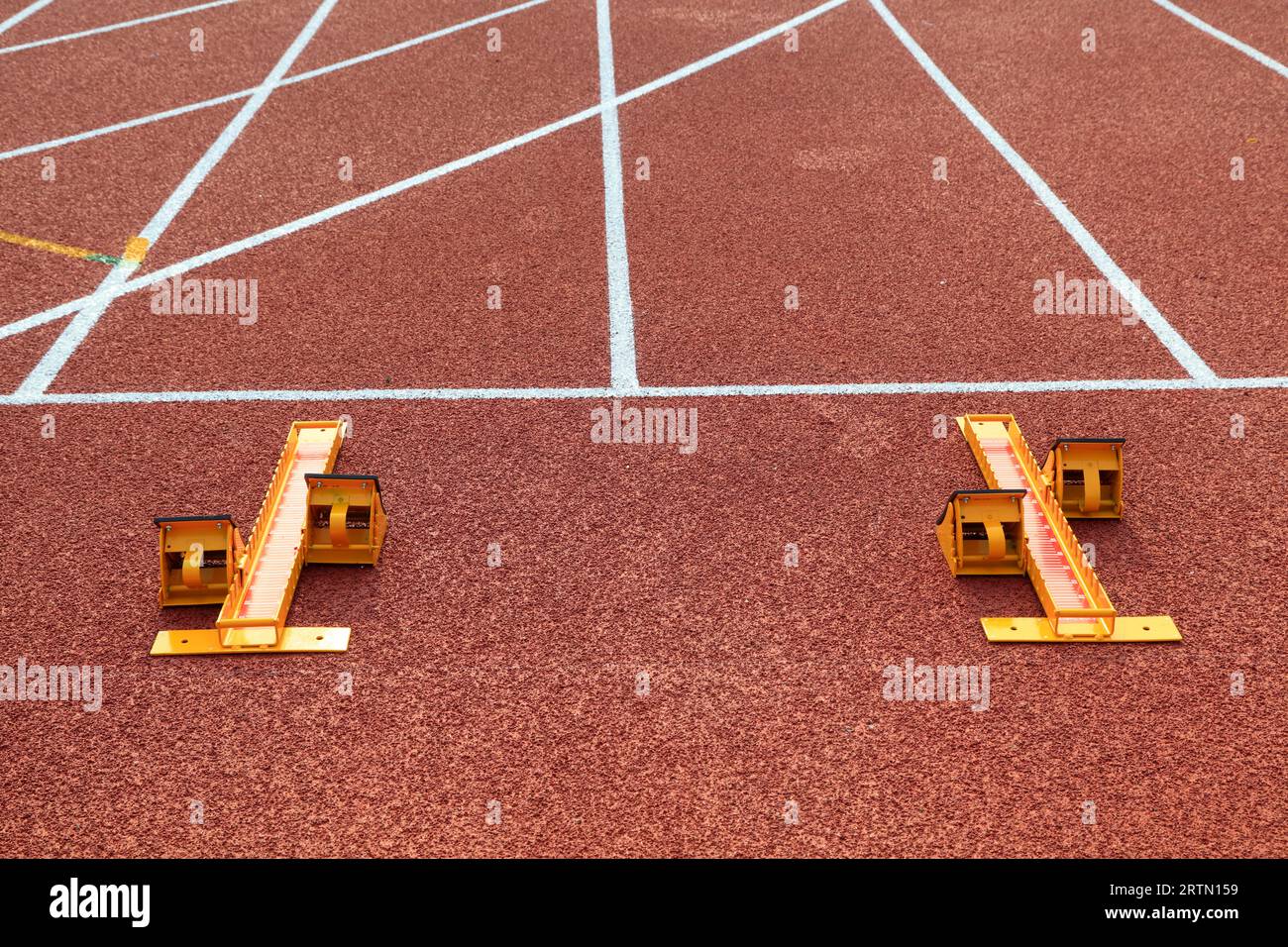 starting frame on the plastic runway Stock Photo - Alamy