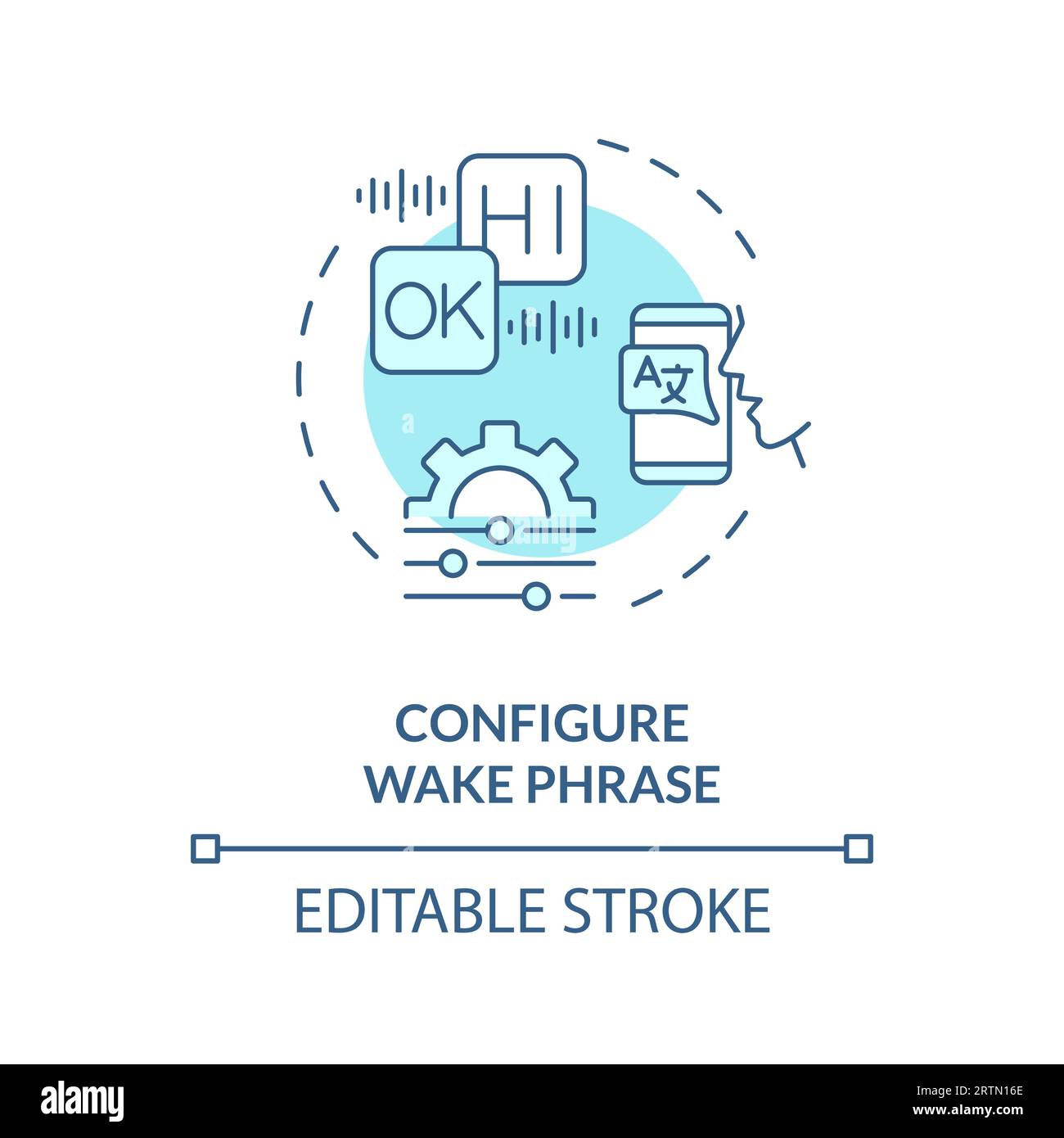 2D configure wake process thin line blue icon concept Stock Vector ...