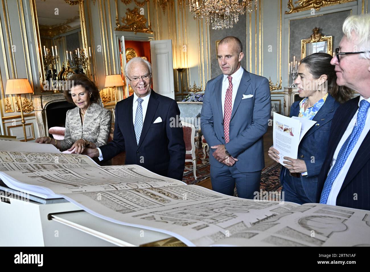 Sweden’s King Carl XVI Gustaf and Queen Silvia during a reception at ...
