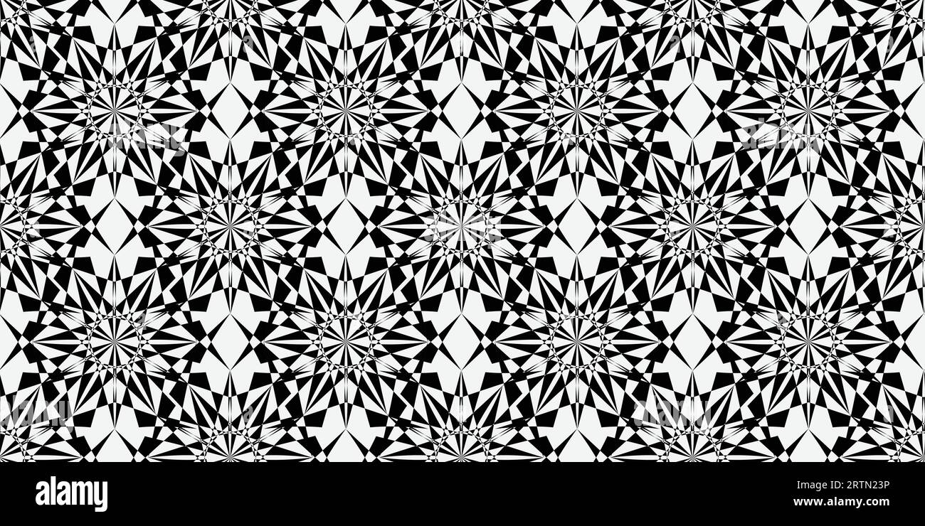 Abstract op art seamless pattern. Decorative black and white optical ...