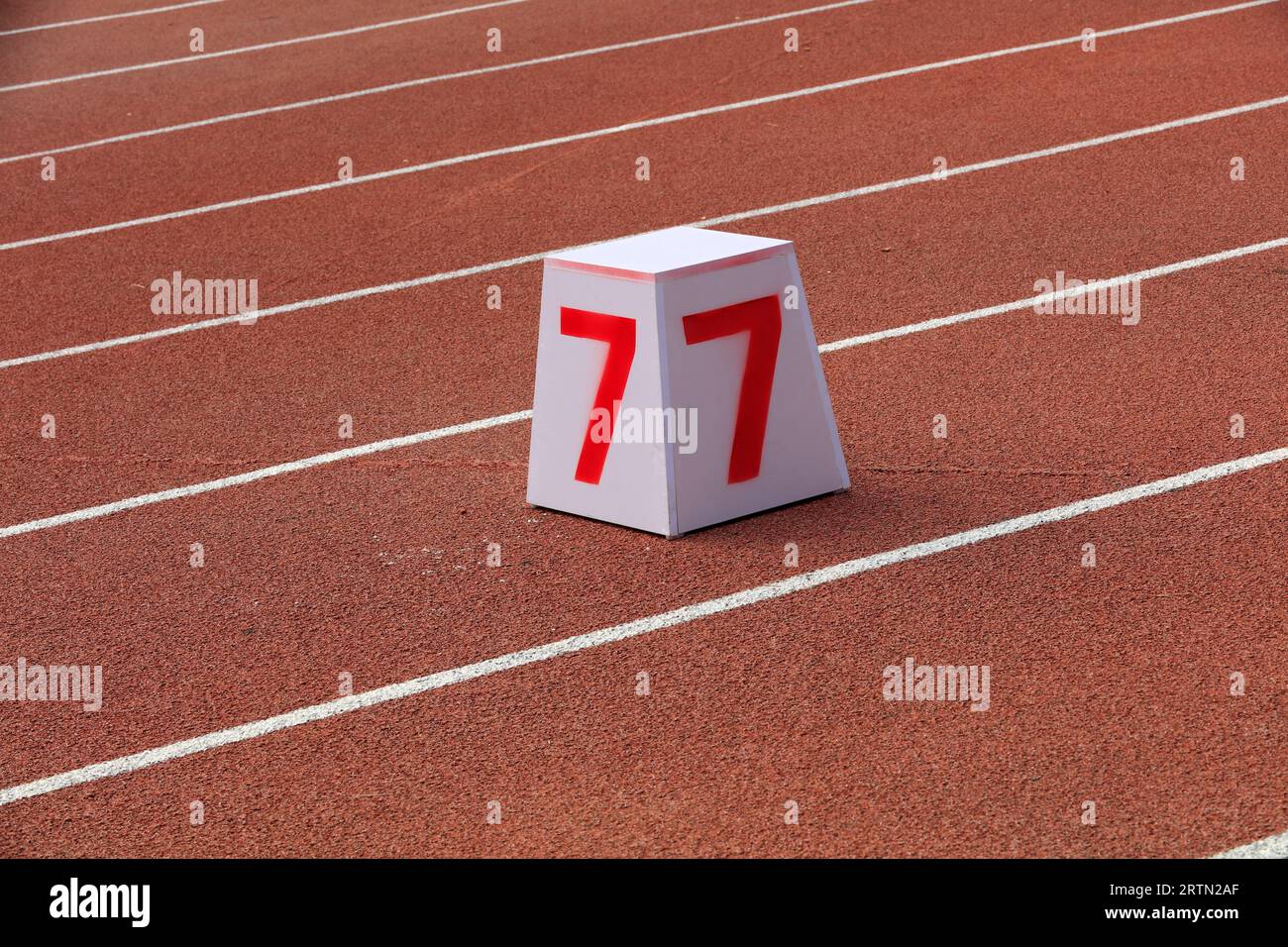 Runway sequence piers on the plastic runway Stock Photo - Alamy