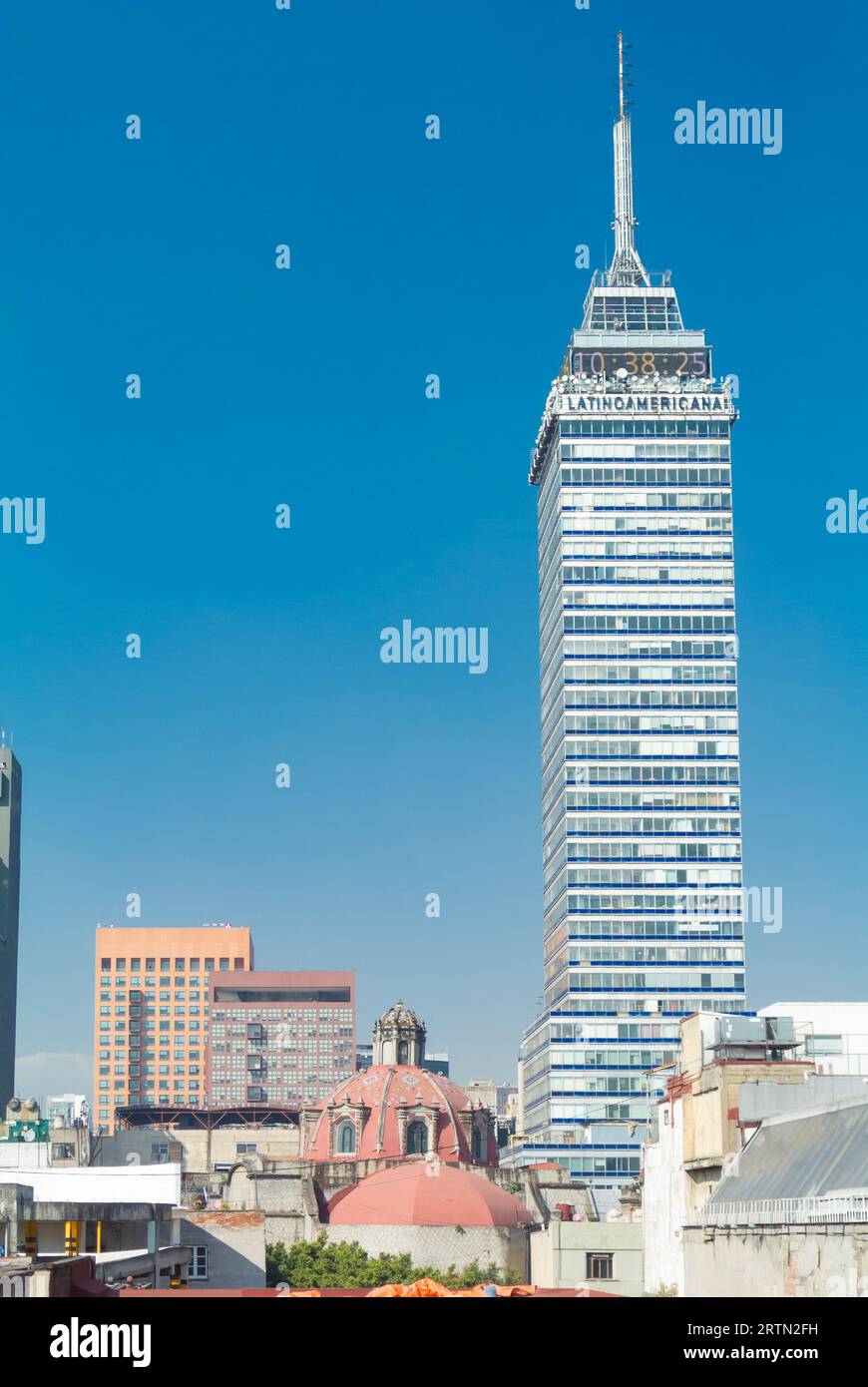 Mexico City, CDMX, Mexico, Latin American Tower with clear blue sky ...