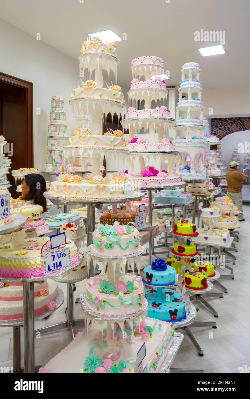 Mexico City, CDMX, Mexico, A display of decorated cakes at Pas Eleria ...