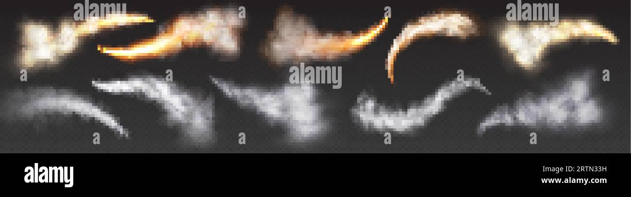 Flame rocket launch smoke trail isolated vector effect. Jet or shuttle ...