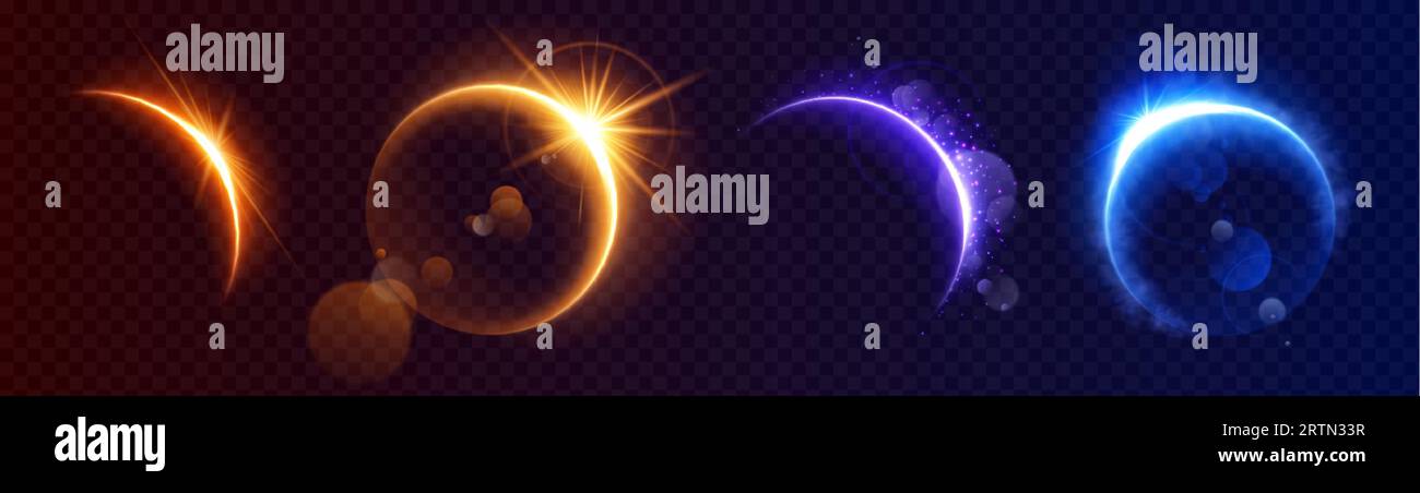 Moon eclipse light flare horizon space background. Abstract sunrise ...