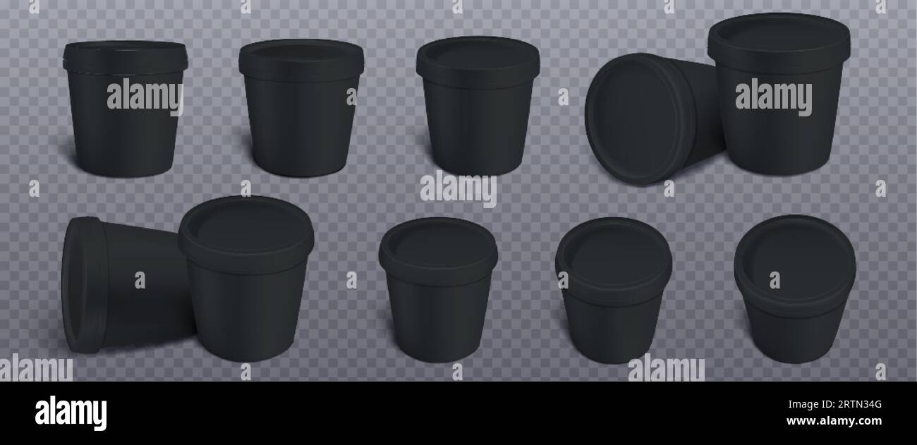 Empty transparent bucket and jar mockup set for ice cream hi-res stock ...