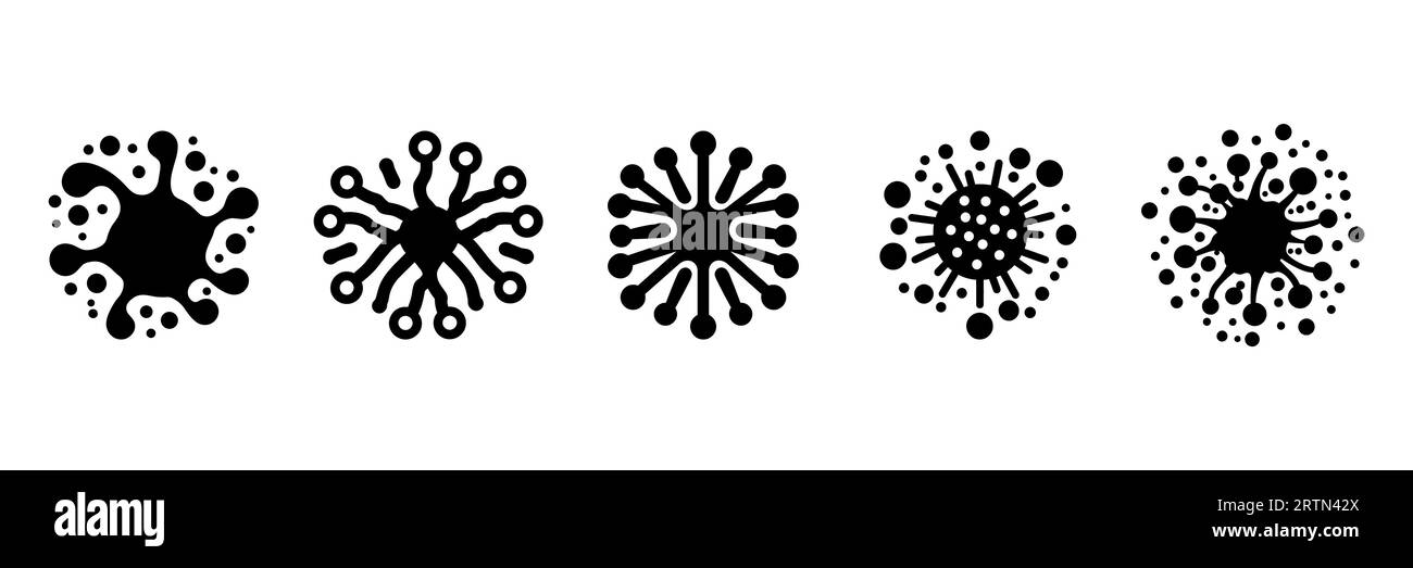 Set of bacteria, superbugs and viruses icons isolated Stock Vector ...