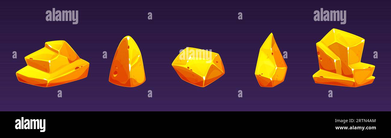 Nugget gold mine game treasure icon vector cartoon illustration. Golden ...