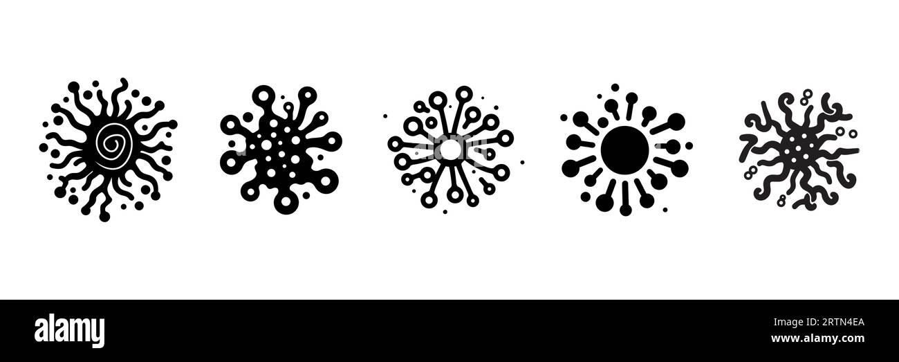 Set of bacteria, superbugs and viruses icons isolated Stock Vector ...