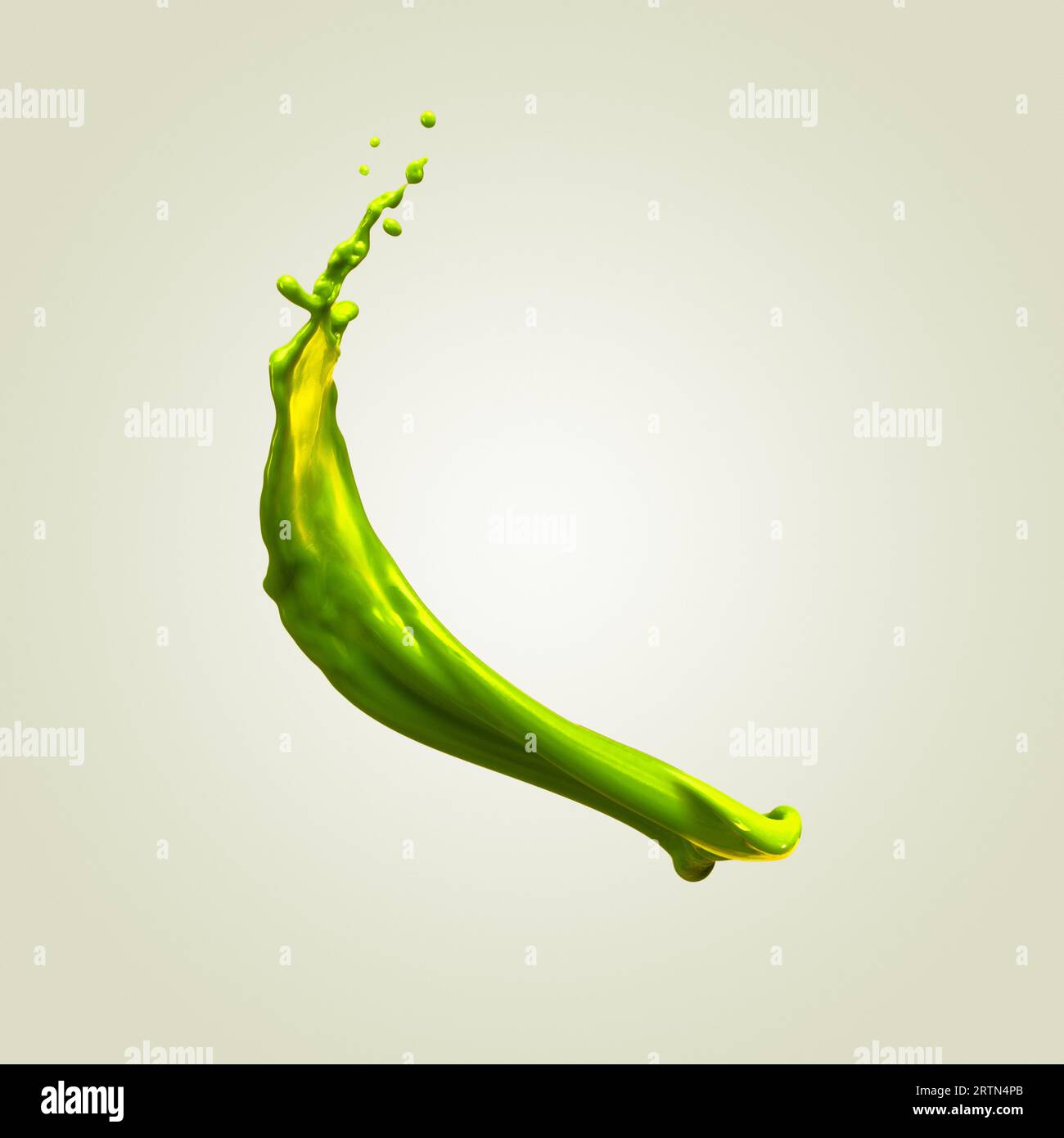 Abstract green splash, wave with dropps and blobs. Levitating colored ...