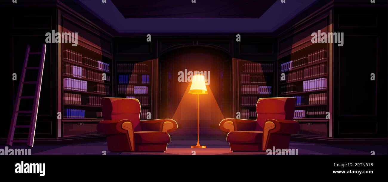 Old bookshop night Stock Vector Images - Alamy