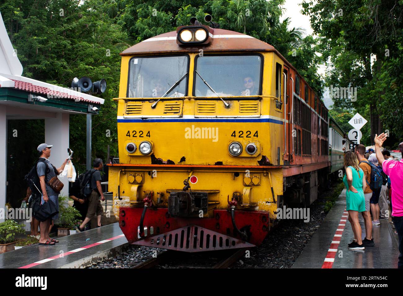 Local bogie locomotive train on track railway waiting for send receive ...