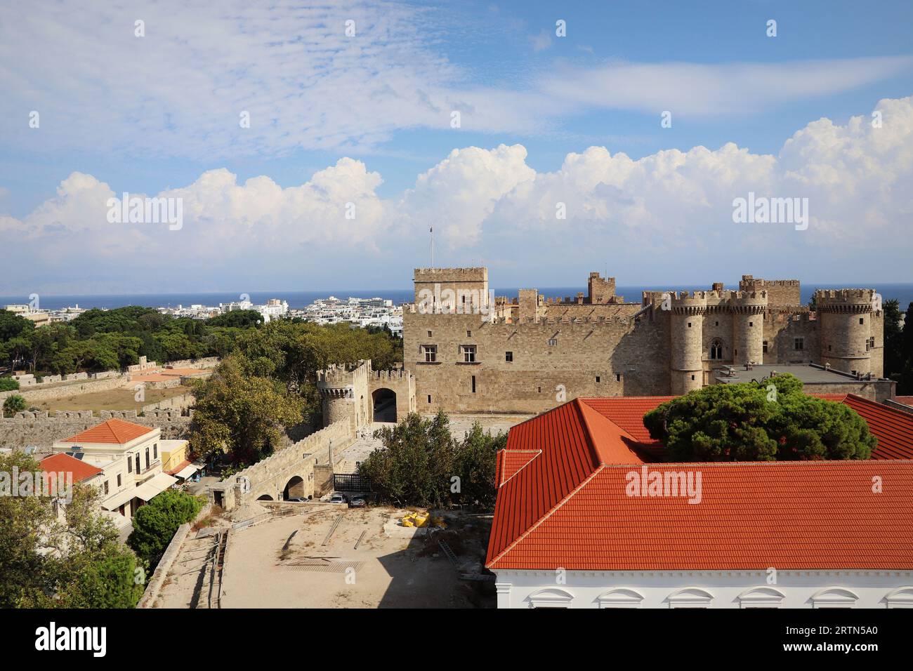 Rhodes old town aerial panoramic view in Rhodes island in Greece Stock ...
