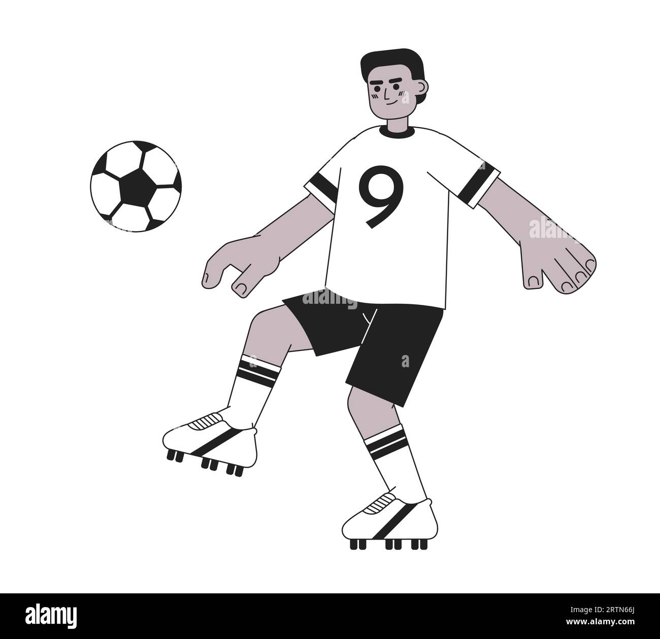 African american footballer monochromatic flat vector character Stock ...