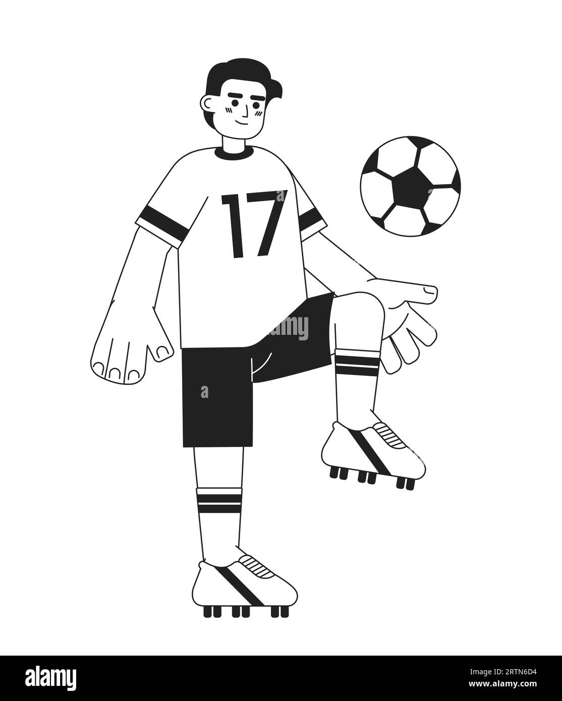 Talented football player monochromatic flat vector character Stock ...