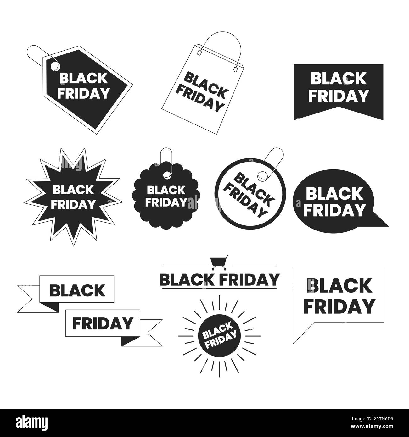 Shop special offers black and white 2D line cartoon price tags bundle ...